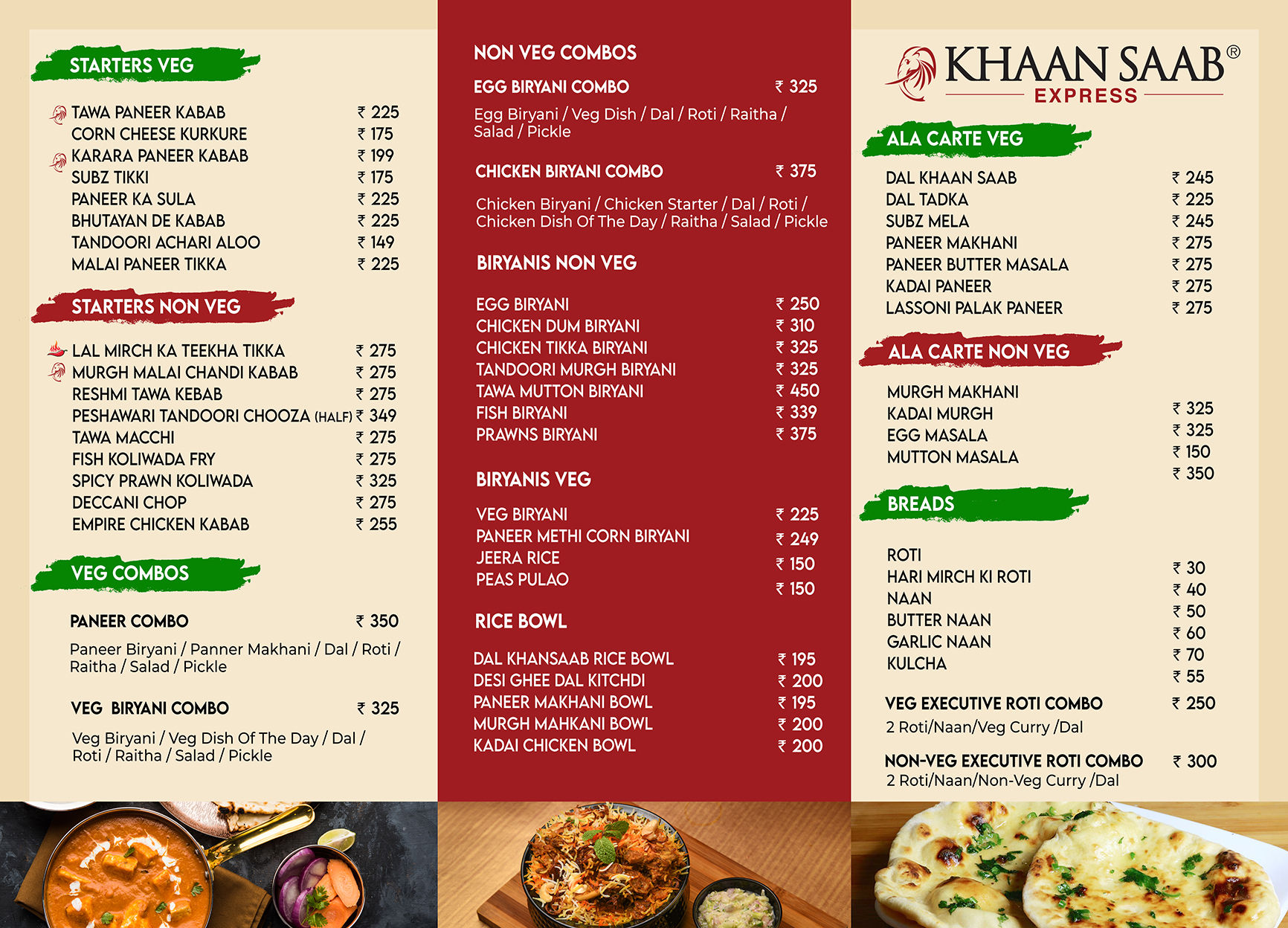 Menu – Khaansaab Express